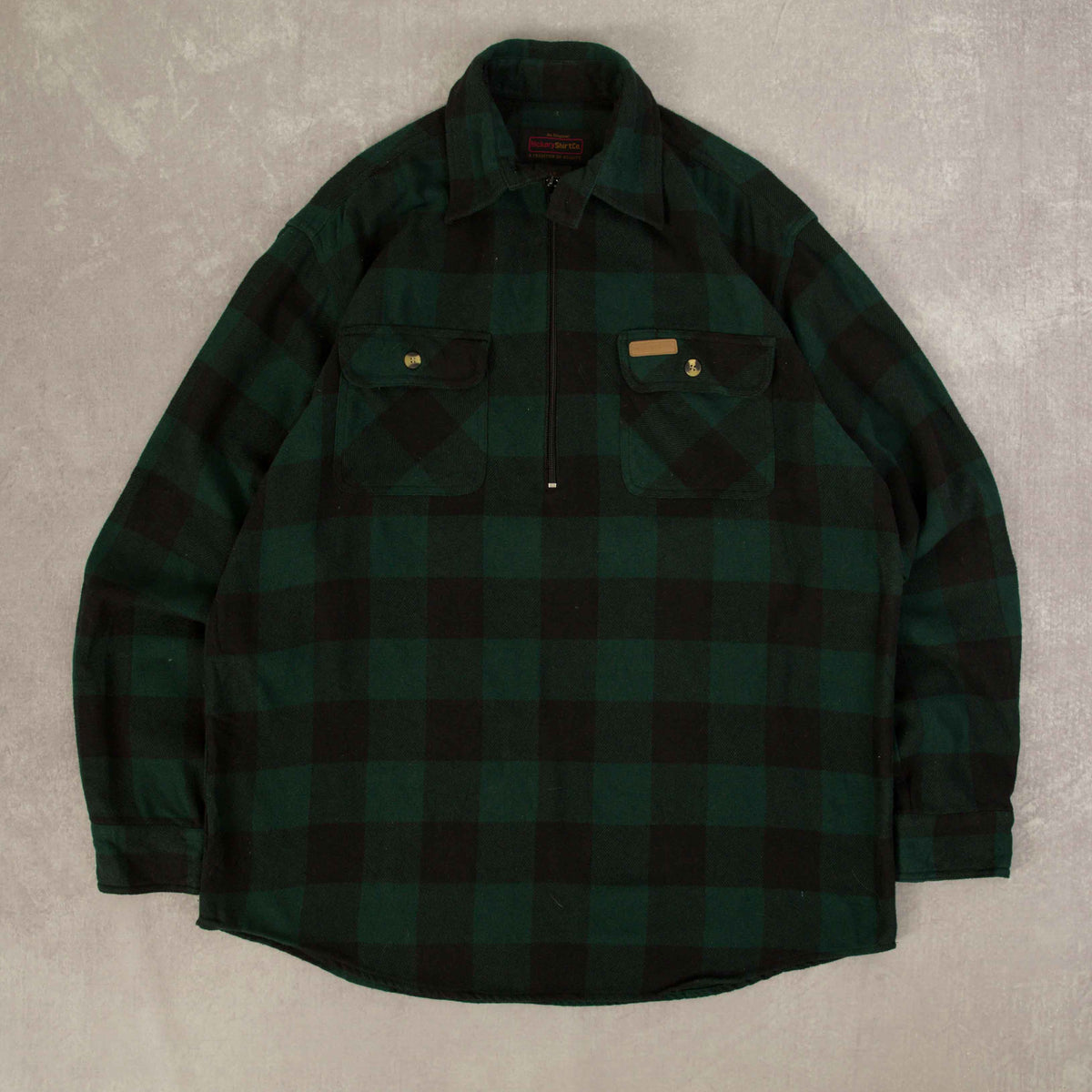 MEN'S VINTAGE CHECKED HALF ZIP FLANNEL SHIRT - LARGE – North Workshop